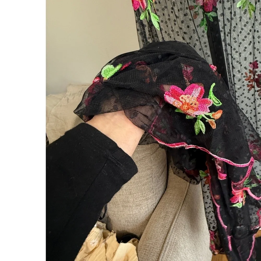 LuLaRoe | Dresses | Black Sheer Brightly Floral Embroidered Maxi Dress ...